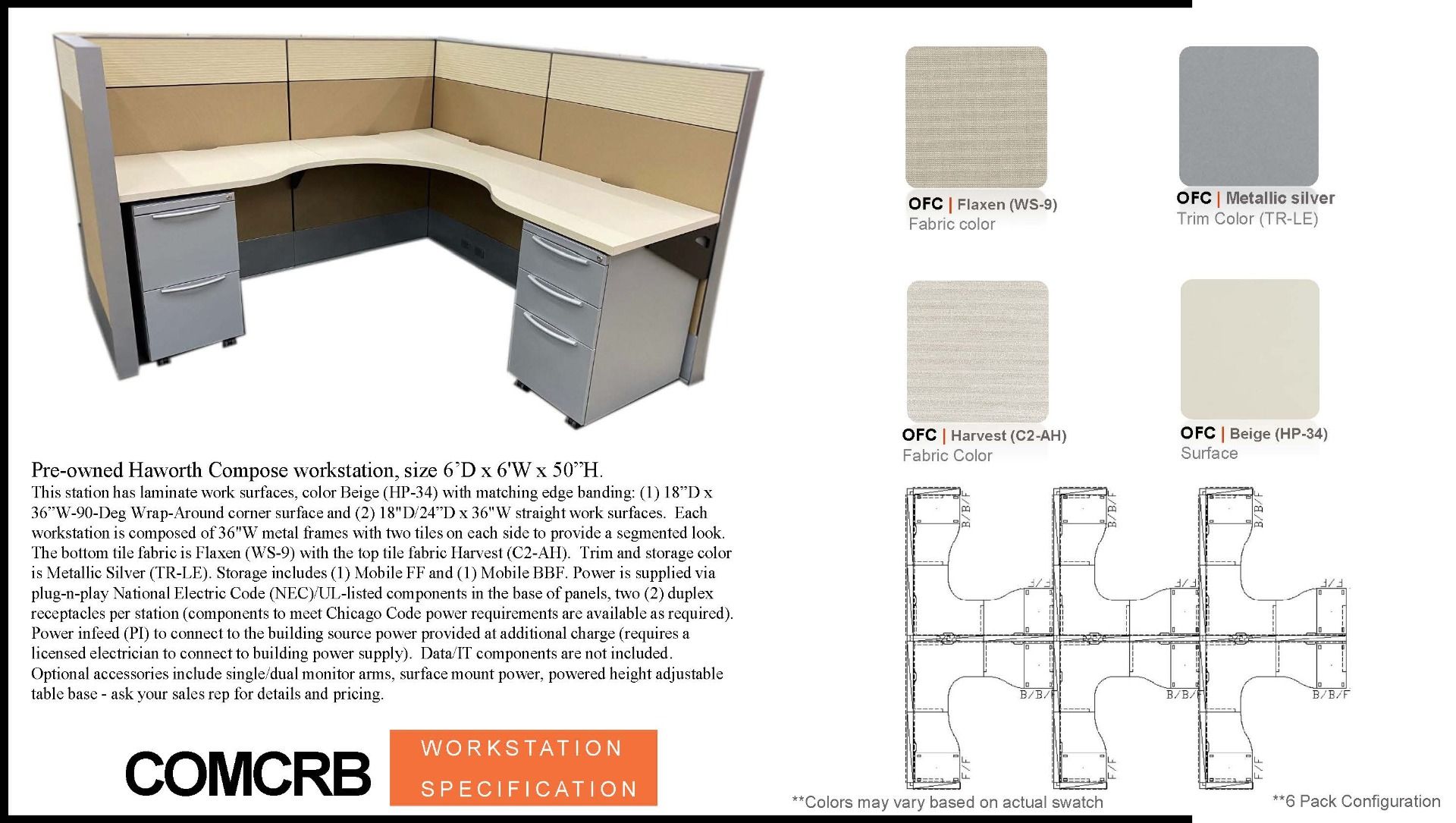 PreOwned Haworth Compose 6'Dx6'W Cubicles - Renew Office Furniture