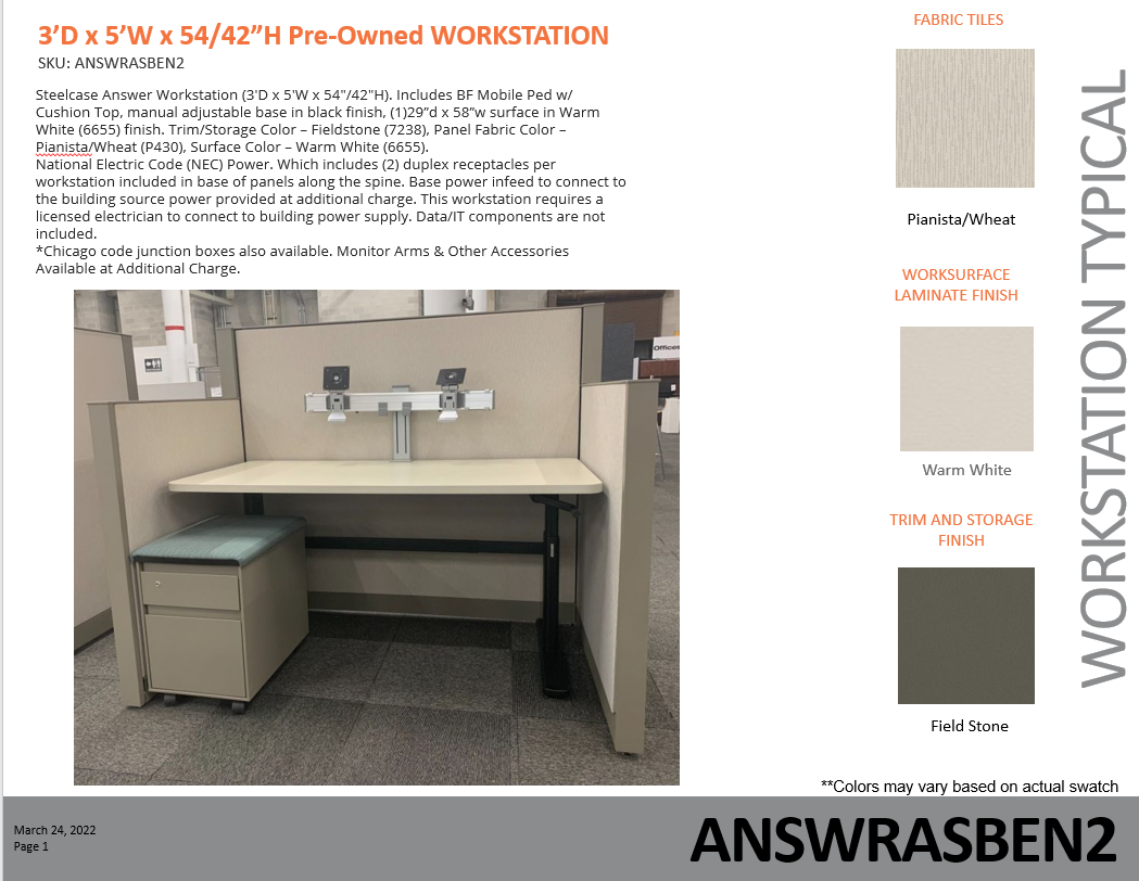 Certified PreOwned Steelcase Answer 5'Wx3'Dx54"/42"H Cubicles - Renew ...